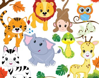 Jungle Animal Clipart Baby Animals Safari Clipart - Etsy