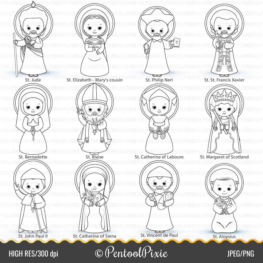 Saints Clipart, PART 5, Cute Saints, Jesus Clipart, Lineart, Coloring ...