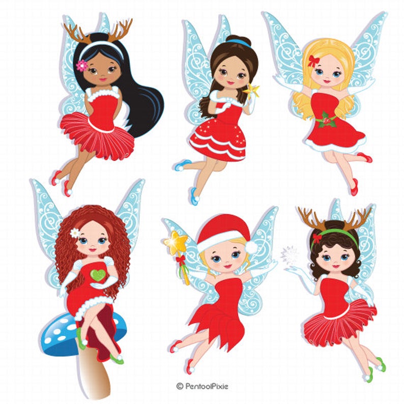 Christmas Fairies Clipart Snow Fairies Winter Fairies - Etsy
