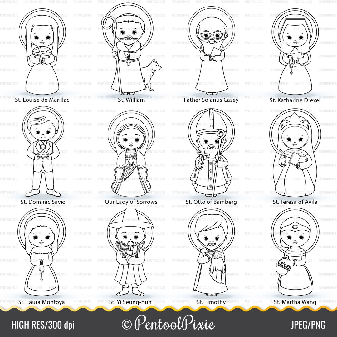 Saints Clipart, PART 10, Cute Saints, Jesus Clipart, Lineart, Coloring ...
