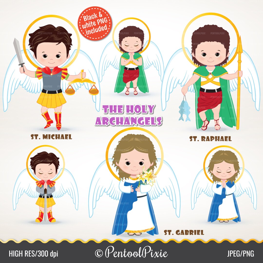 The Holy Archangels Clipart, Saints Clipart, Angels Clipart, Cute ...