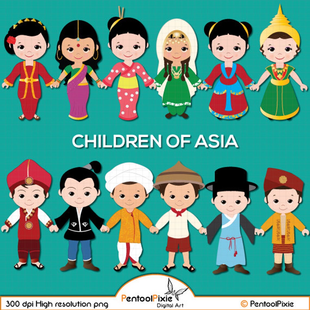 Children of Asia Clipart, Asian Kids, Children, Unity Clipart, Ethnic ...
