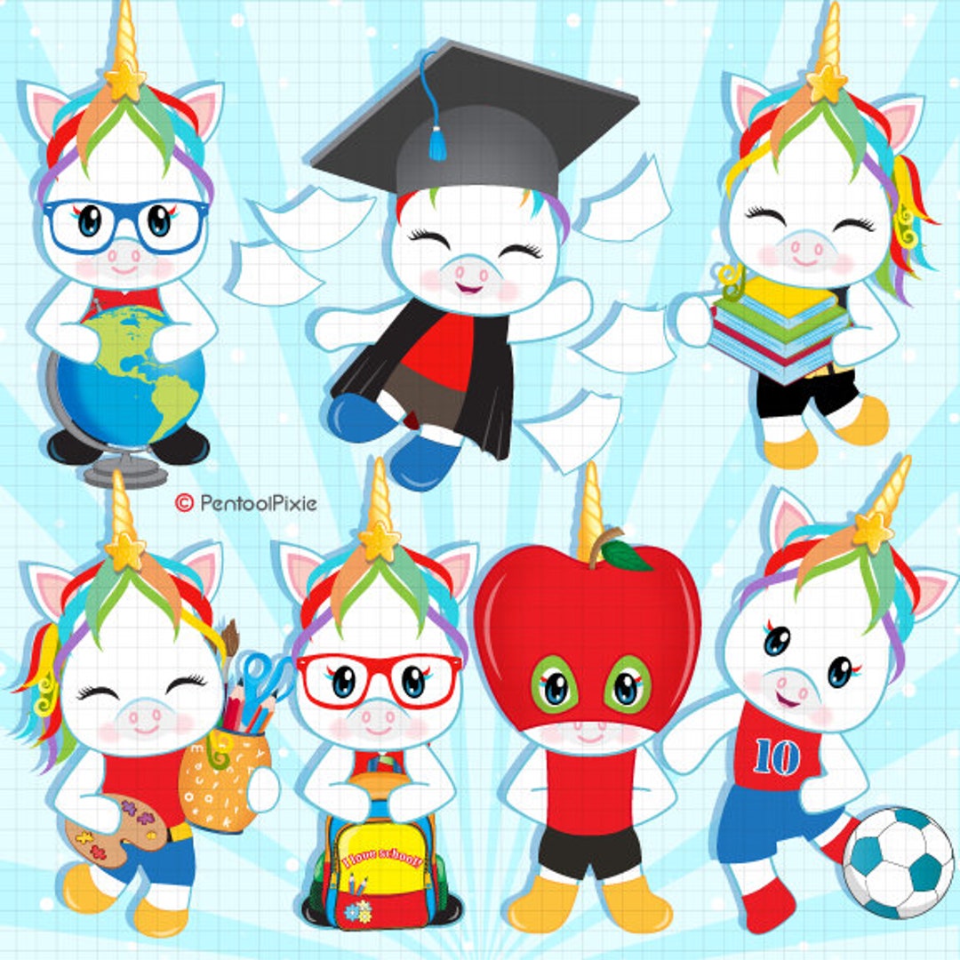 Back to School Clipart, Unicorn Clipart, School Clipart, Kindergarten ...