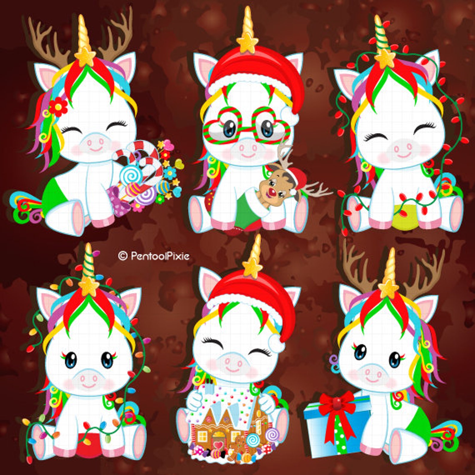 Christmas Clipart Christmas Unicorn Clipart Christmas - Etsy