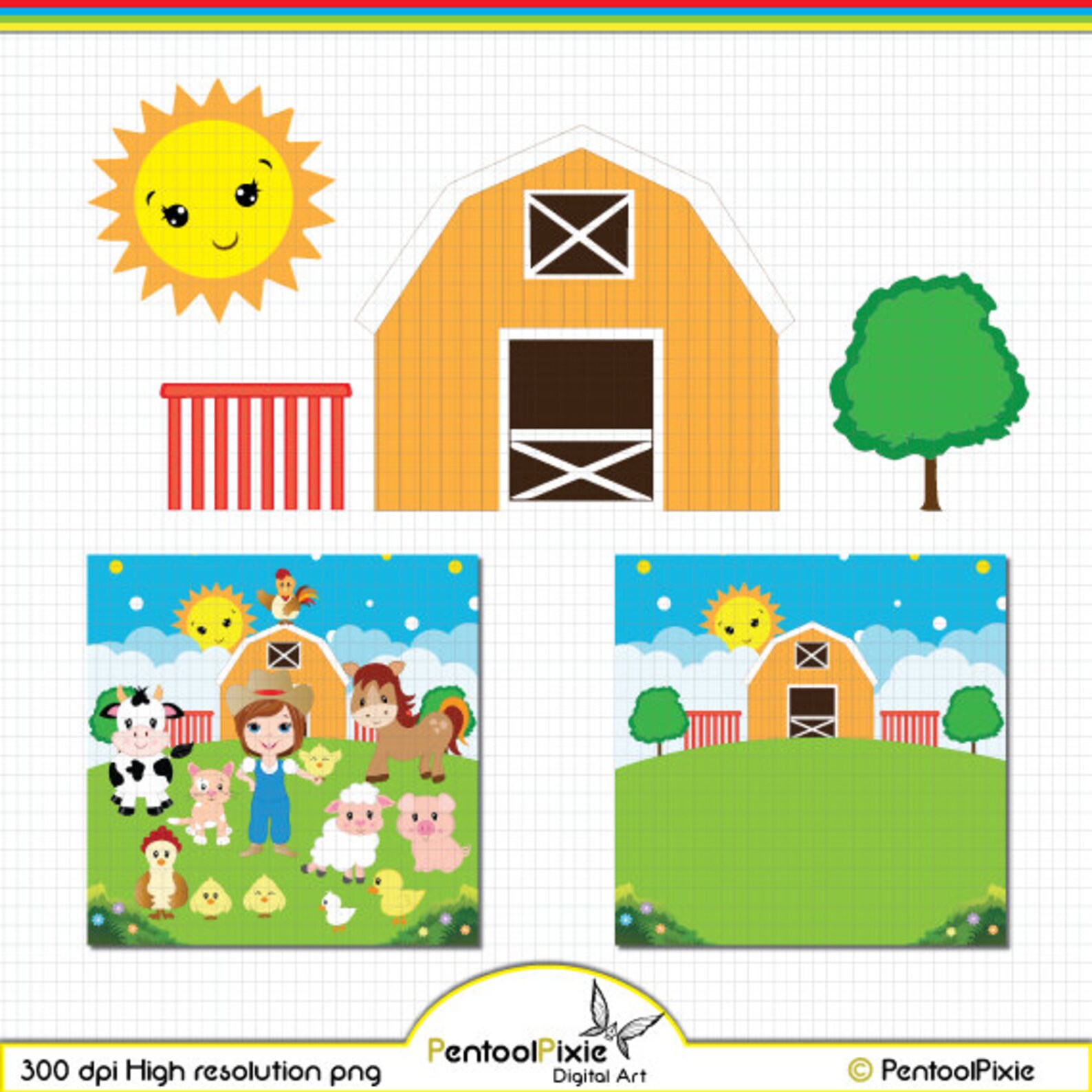Farm Animals Clipart Farmyard Animals Barn Sheep Cow - Etsy