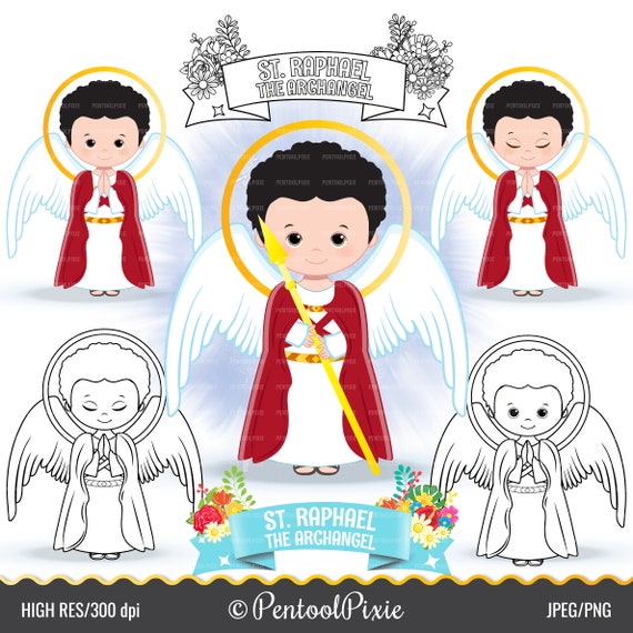 Saint Raphael the Archangel Clipart Saints Clipart Cute - Etsy