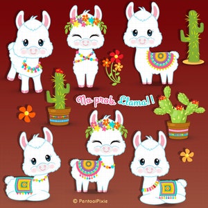 Llama Clipart Decorated Llama Alpaca Llama Birthday - Etsy