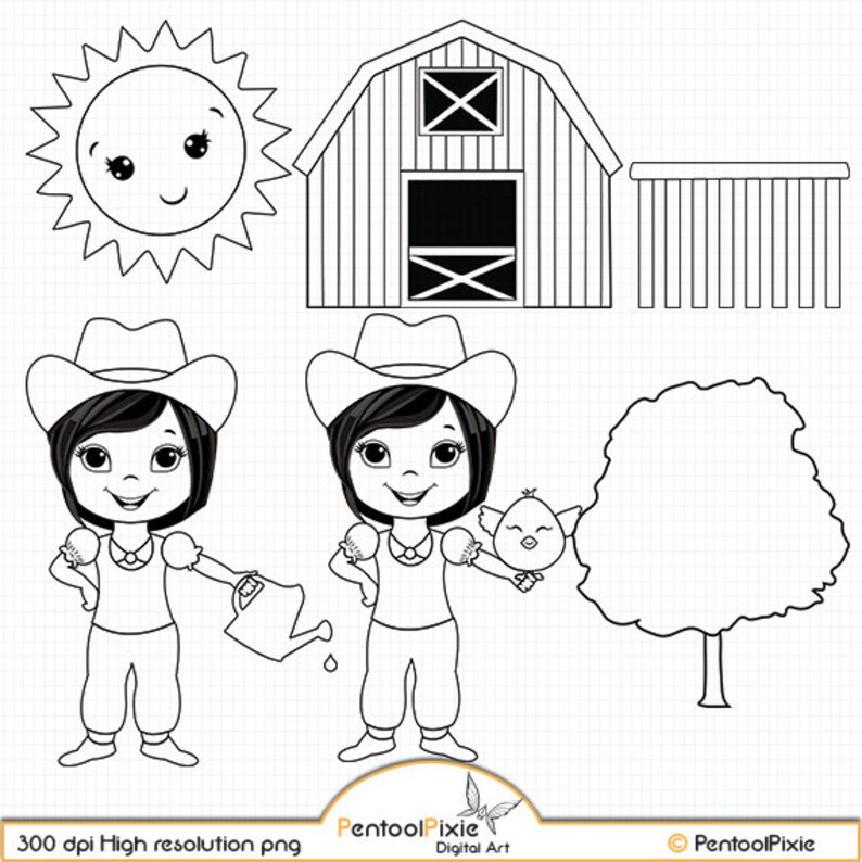 Farm Animals Digital Stamps - Etsy