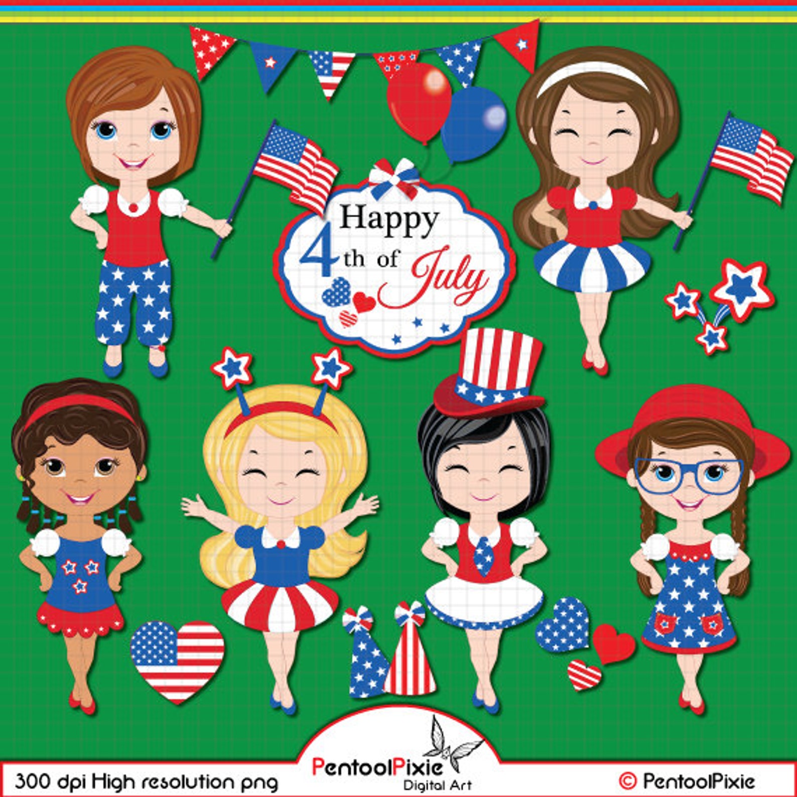 Fourth of July Clipart Independence Day Clipart Patriotic - Etsy