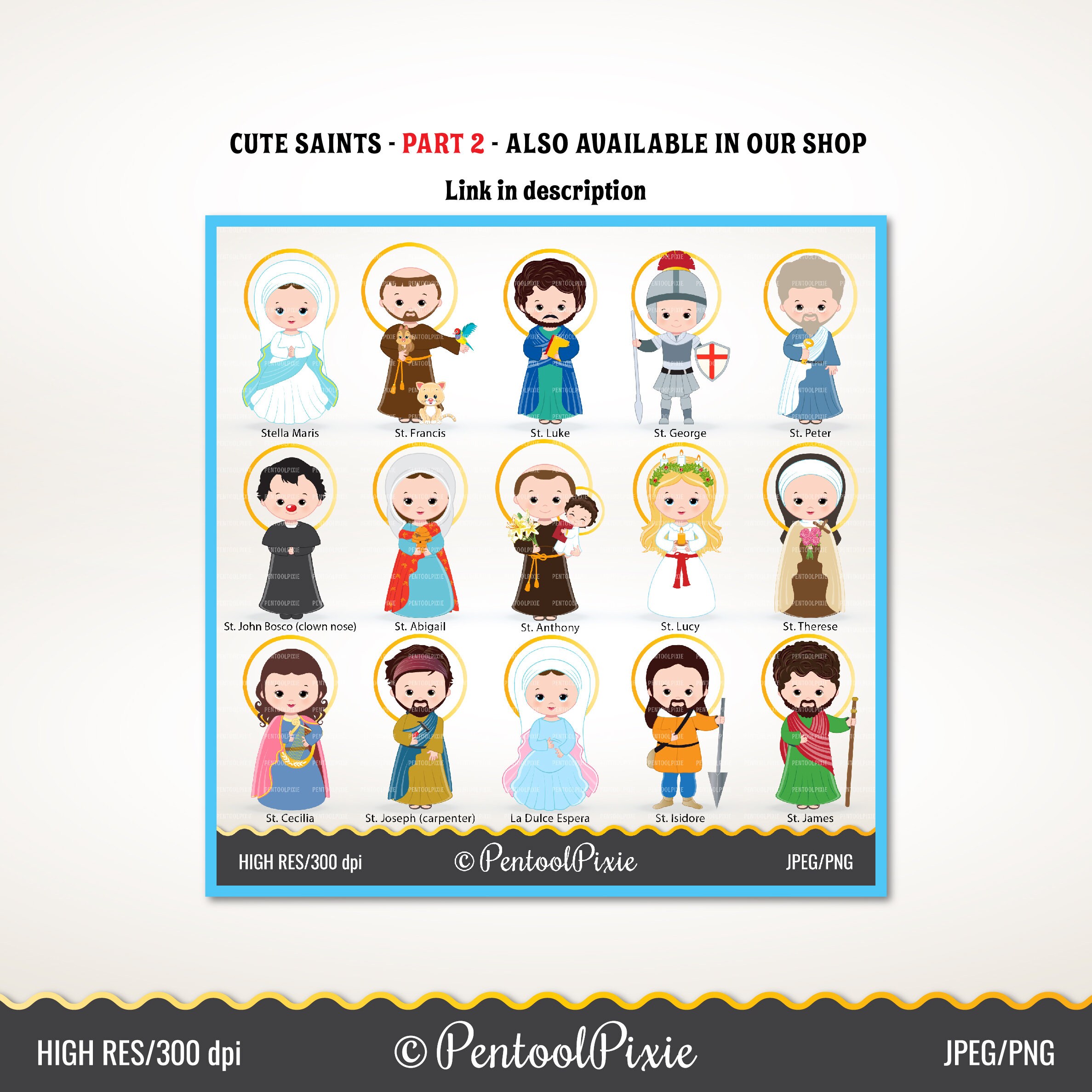 Saints clipart cute saints Jesus clipart Catholic images | Etsy México