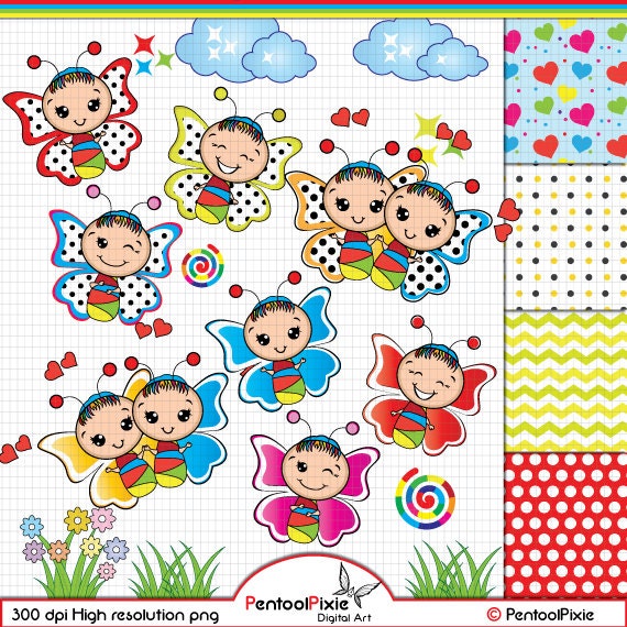 Cute Smiley Butterflies Digital Clipart Butterfly Clipart - Etsy India