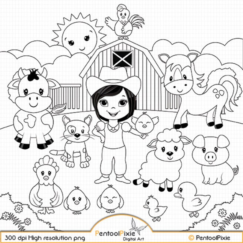 Farm Animals Digital Stamps - Etsy