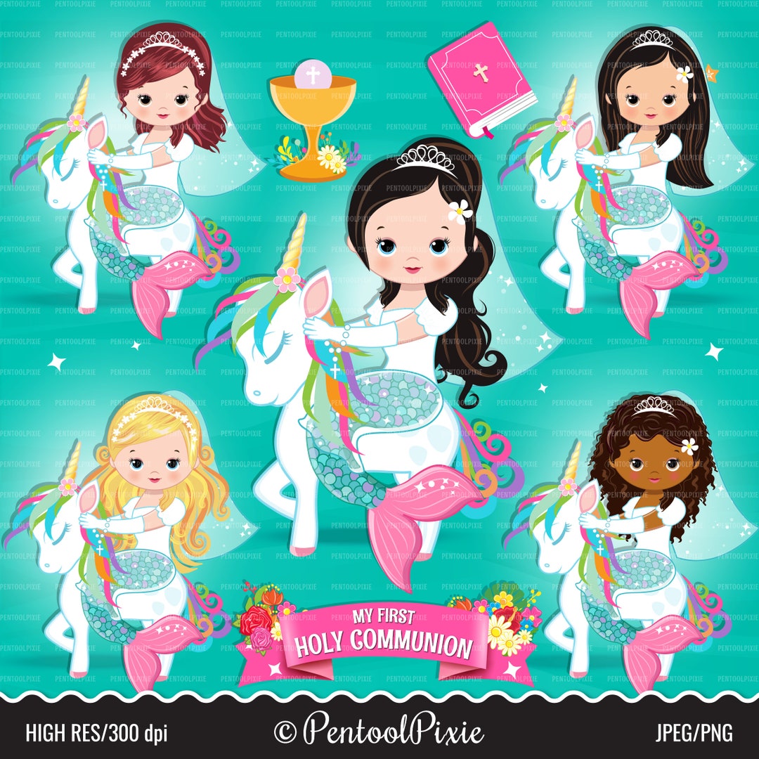 First Communion Clipart, Mermaid, Unicorn, Communion, Holy Communion ...