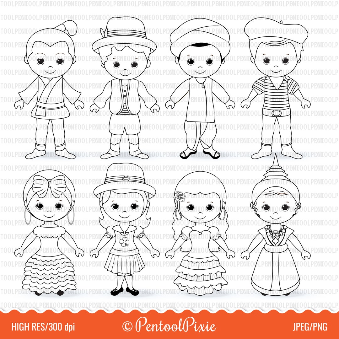 Children Around the World Part 2 - Digital Stamp Clipart, World ...