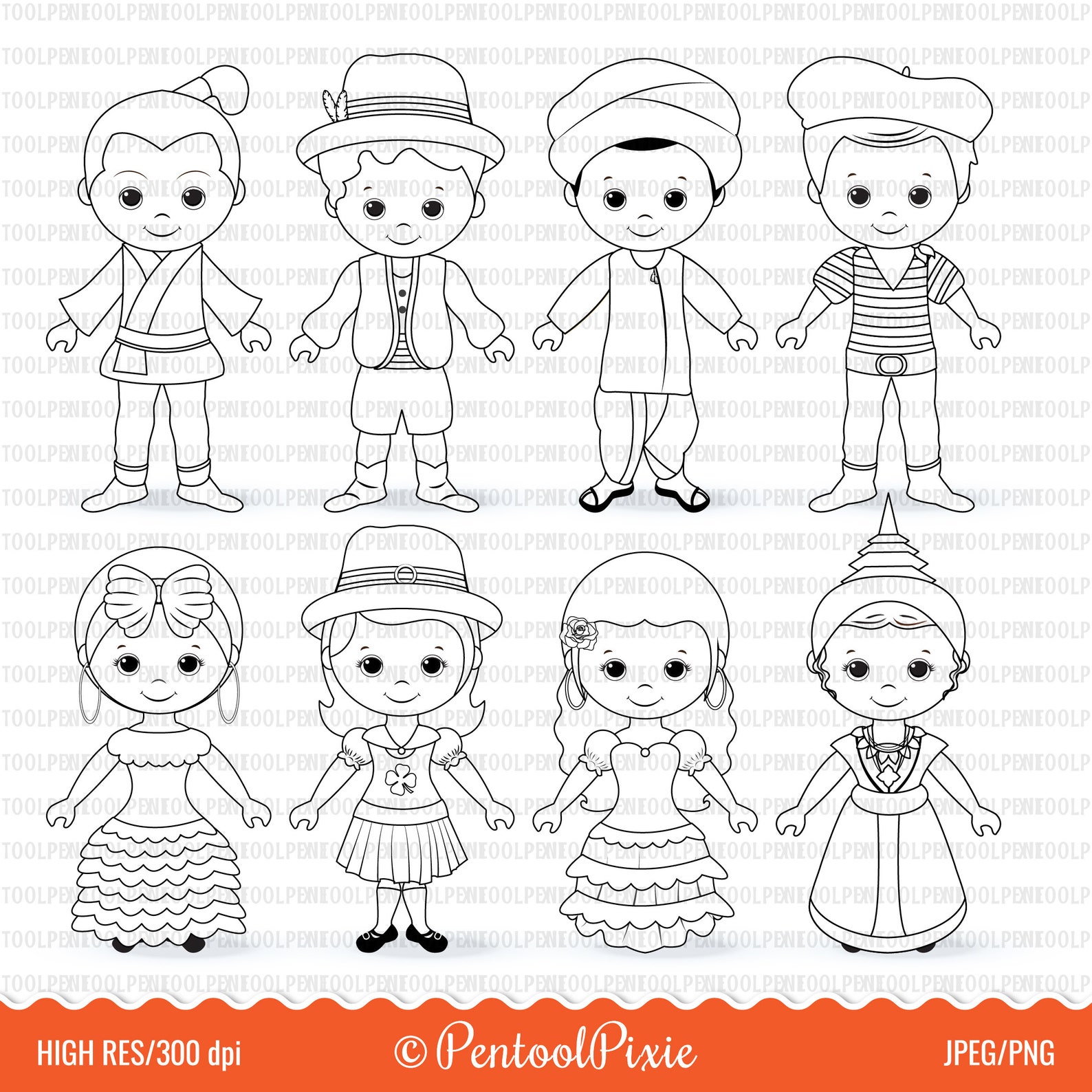 Children Around the World Part 2 Digital Stamp Clipart - Etsy