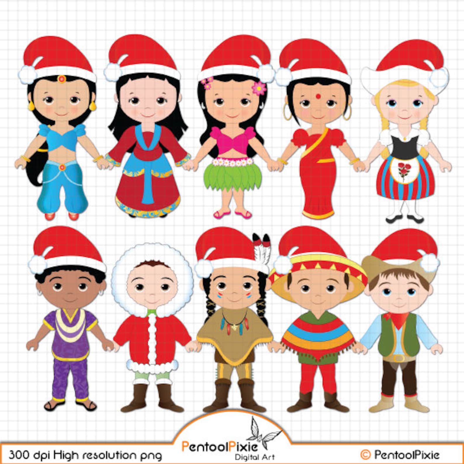 Christmas around the world clipart World Christmas Christmas | Etsy