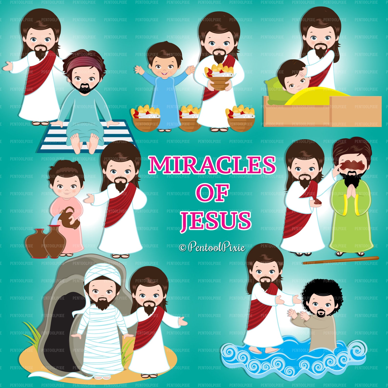 Miracles of Jesus clipart Jesus miracles Christianity Jesus | Etsy