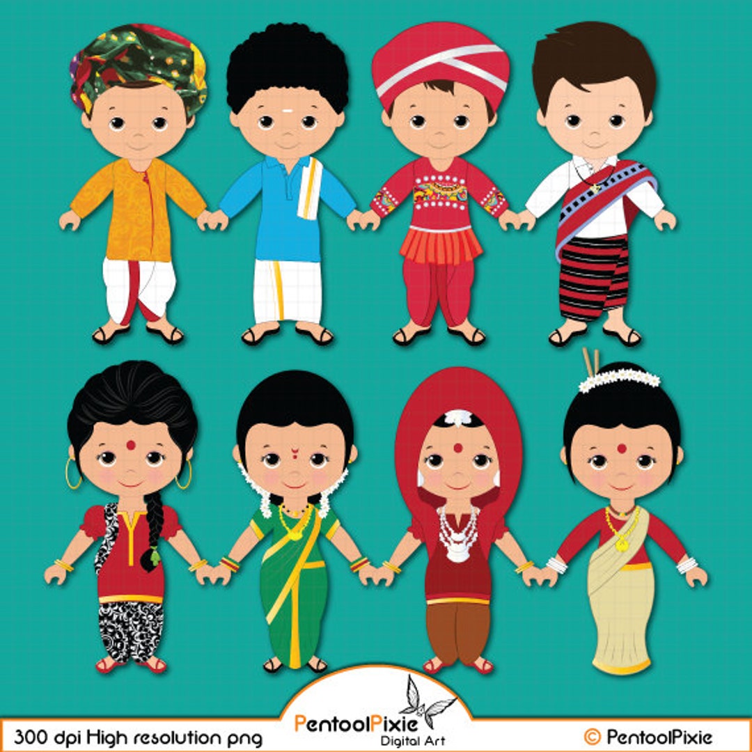 Buy Children of India Clipart, Children, Unity Clipart, Ethnic Kids ...