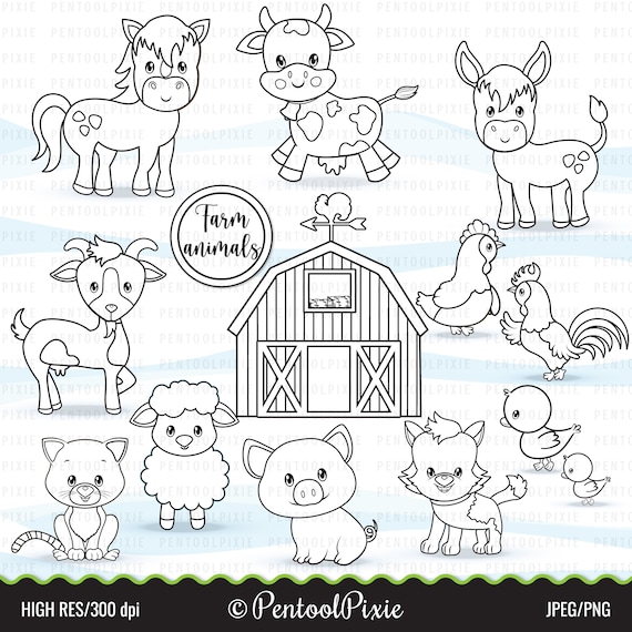 Free Black And White Farm Animal Clipart