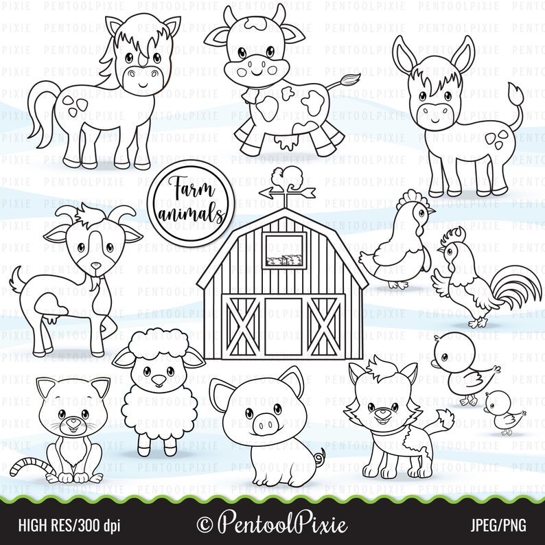 Farm Animals Clipart Farmer Girls Clipart Farm Clipart - Etsy