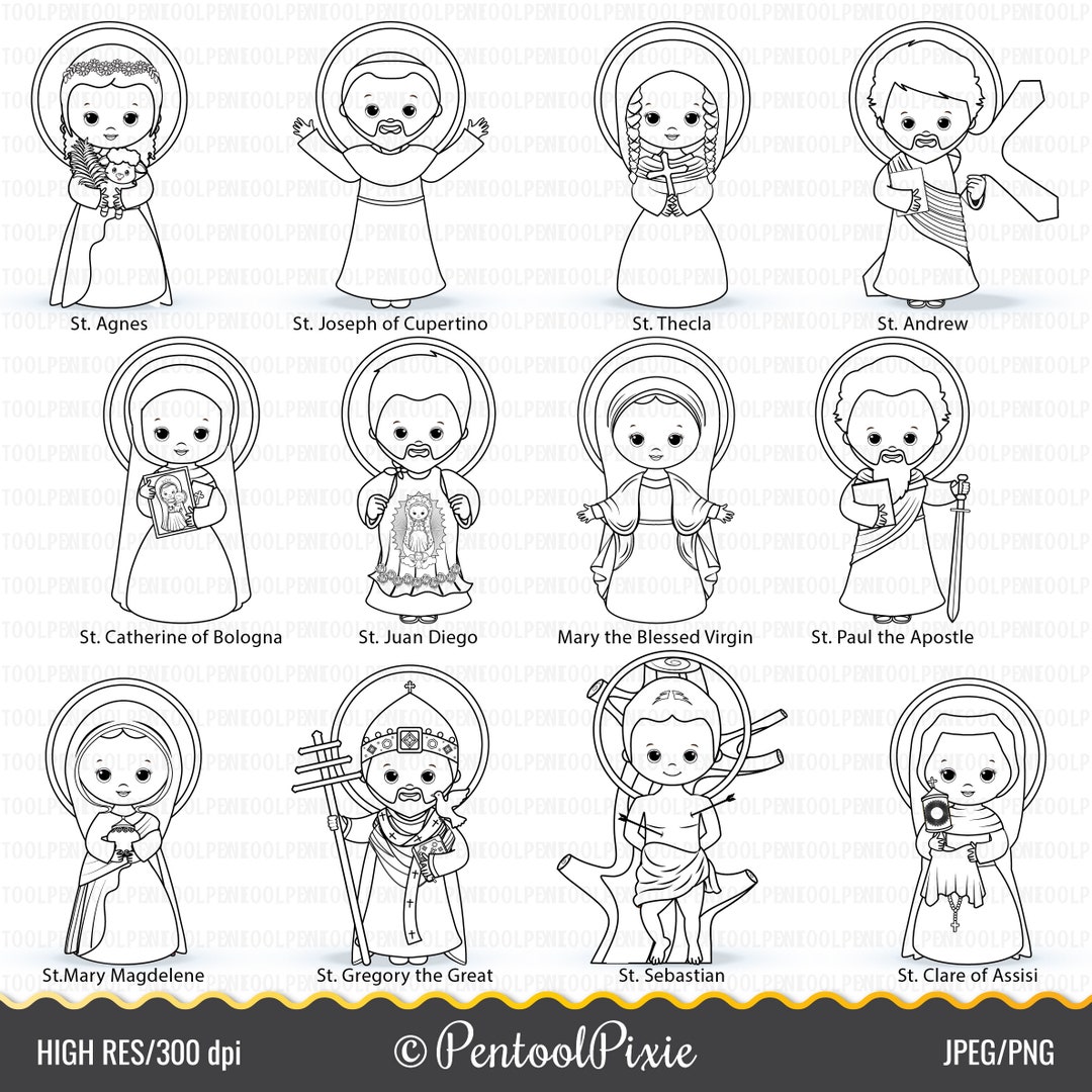 Saints Clipart, PART 4, Cute Saints, Jesus Clipart, Lineart, Coloring ...