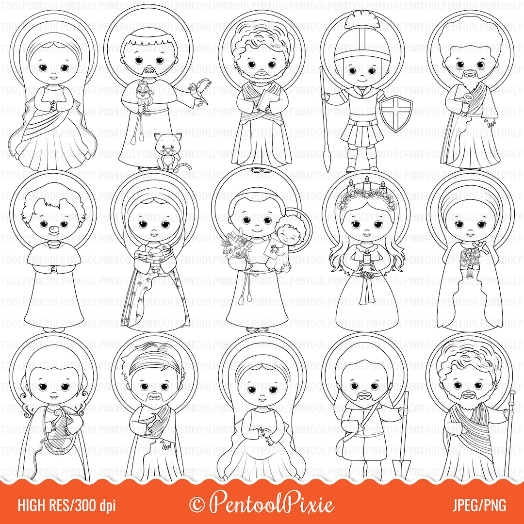 Saints Clipart, PART 2, Cute Saints, Jesus Clipart, Lineart, Coloring ...