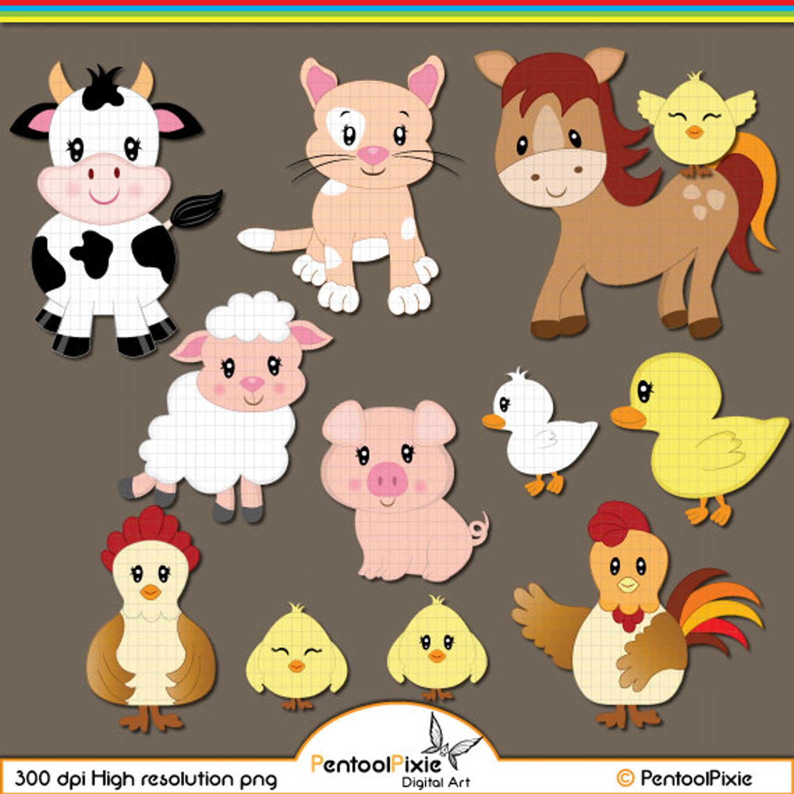 Farm Animals clipart Farmyard animals Barn Sheep Cow | Etsy