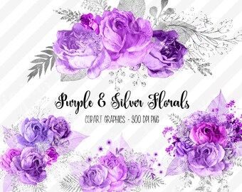 Aqua and Gold Floral Clip Art digital instant download | Etsy