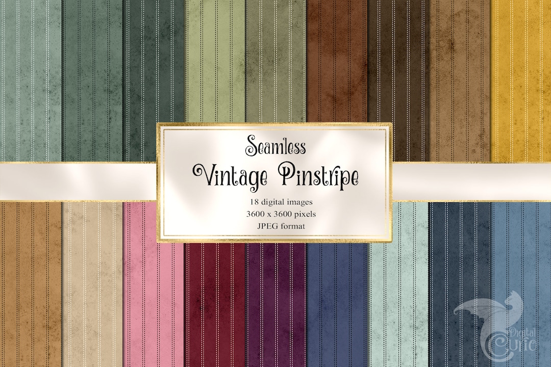 Vintage Pinstripe Digital Paper, Seamless Retro Scrapbook Paper, Stripe ...