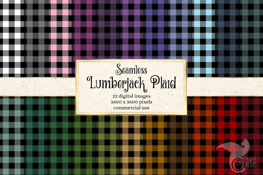 Lumberjack Plaid Digital Paper, Seamless Gingham Pattern Backgrounds ...