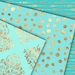 Aqua and Gold Digital Paper, Turquoise Seamless Gold Foil Patterns ...