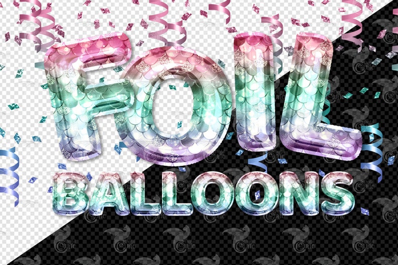 Mermaid Foil Balloon Alphabet Clip Art – Iridescent PNG Graphics ...