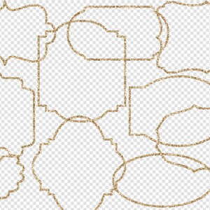 Gold Glitter Frames Clip Art, Sparkling PNG Graphics (commercial Use ...
