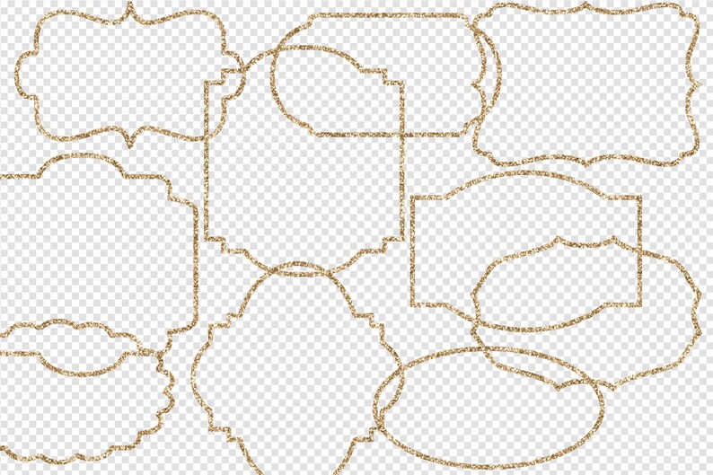Gold Glitter Frames Clip Art, Sparkling PNG Graphics (commercial Use ...