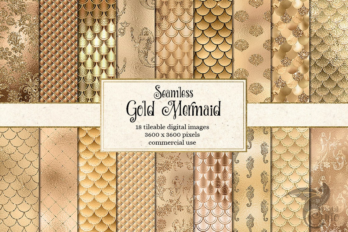 Gold Mermaid Scales Digital Paper Gold Mermaid Scales - Etsy