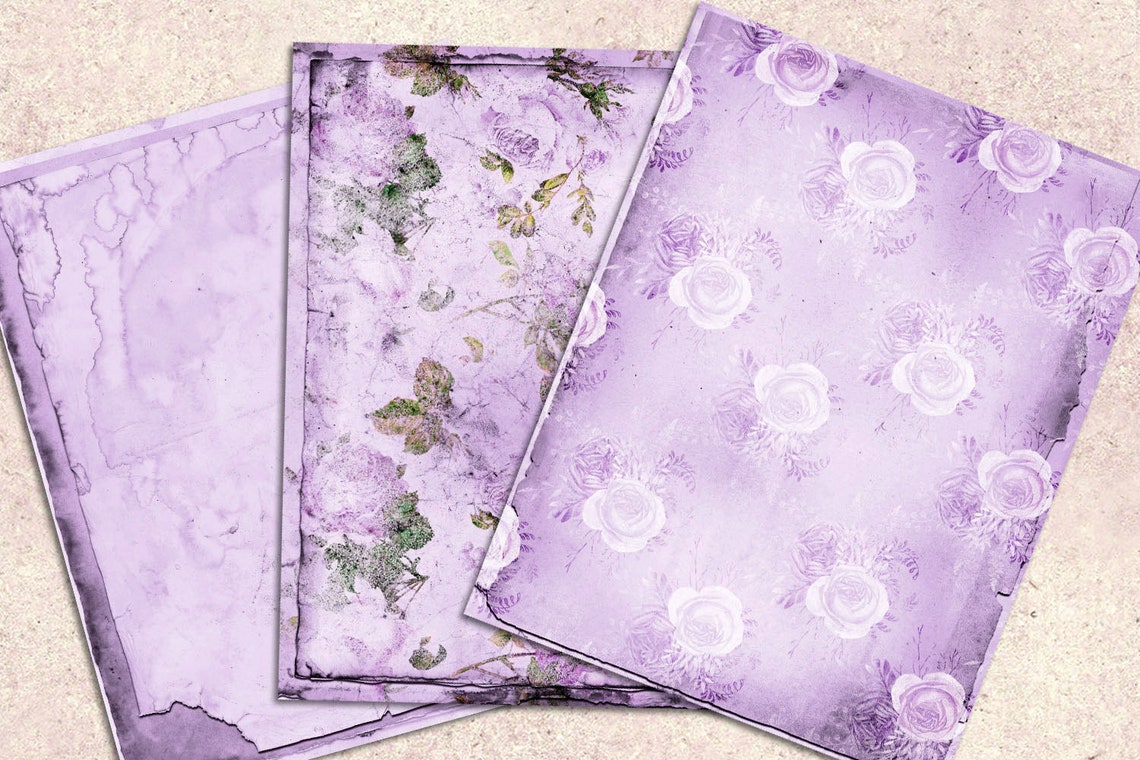 Purple Shabby Notebook Paper Notebook Digital Paper Grunge - Etsy