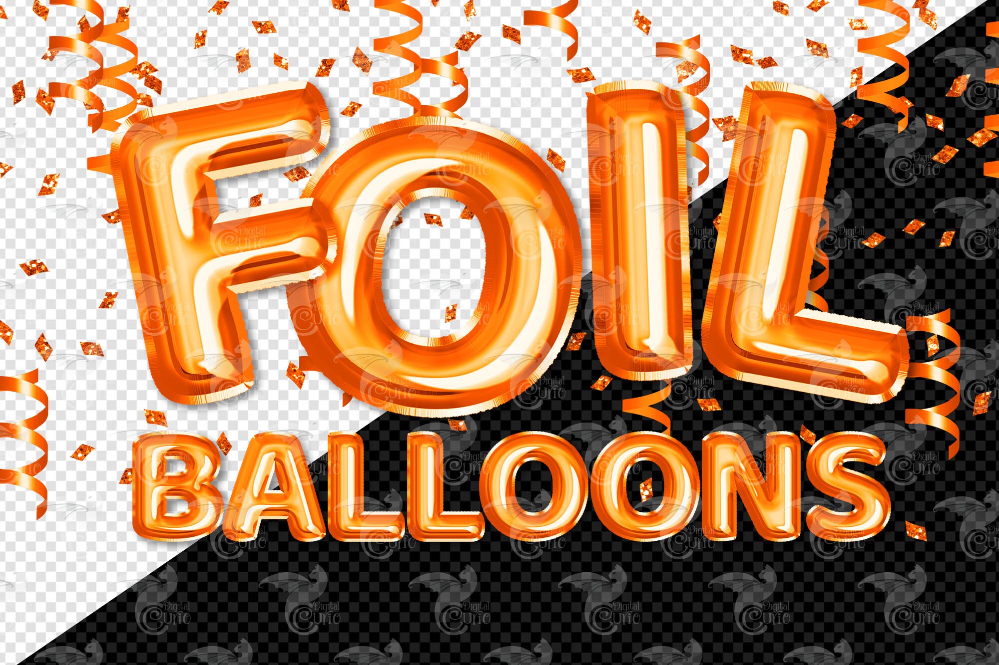 Orange Foil Balloon Alphabet Clip Art – PNG Graphics (digital Download ...