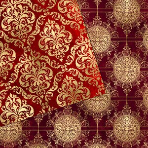 Red and Gold Damask Digital Paper, Seamless Damask Patterns Printable ...
