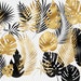 Black and Gold Tropical Leaves Clipart, Gold Foil Tropical Leaf PNG ...