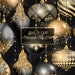 Black and Gold Christmas Ornaments Clipart, Digital Glitter Christmas ...