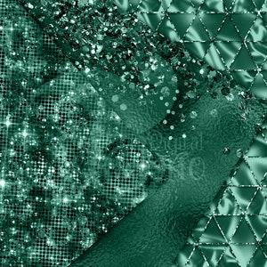 Luxury Emerald Digital Paper, Seamless Green Textures With Glitter and ...