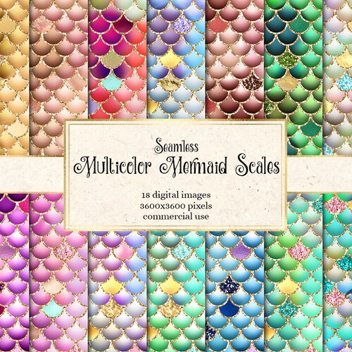 Sparkling Mermaid Scales Digital Paper Seamless Mermaid Tail - Etsy