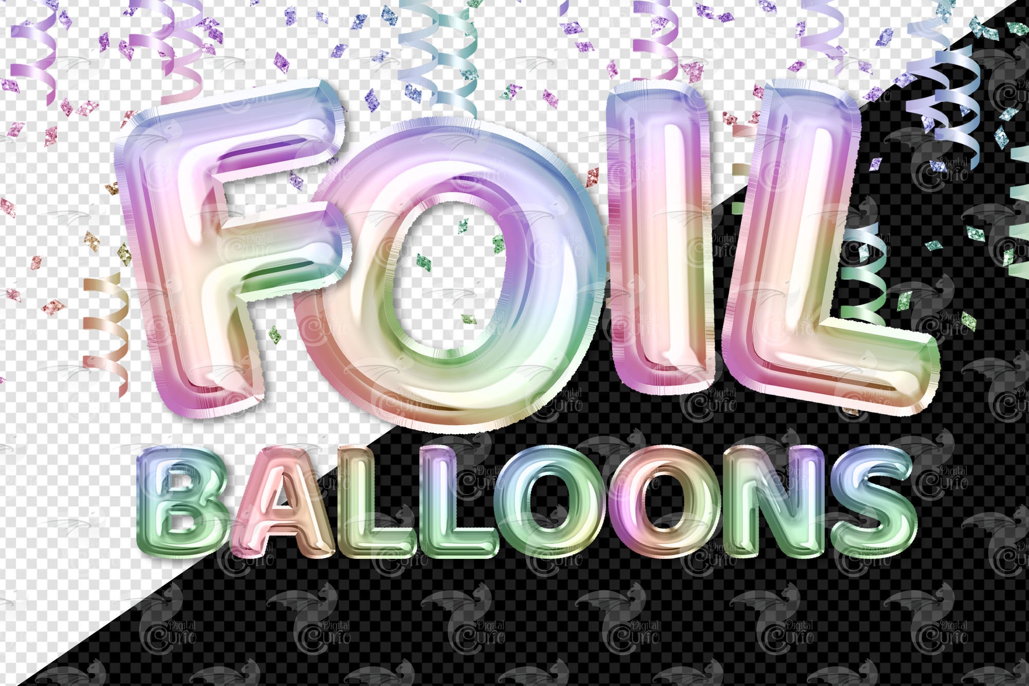 Rainbow Foil Balloon Alphabet Clip Art Iridescent Digital - Etsy