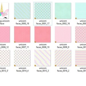 Unicorn Faces Digital Papers and Clipart, Rainbow Pastel Unicorn ...