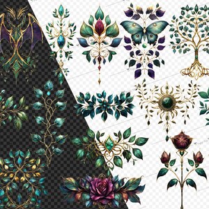 Elven Forest Emblems – Fantasy Leaf & Tree Graphics (PNG, Digital ...
