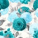Turquoise and Silver Floral Bouquets Clipart, Digital Instant Download ...