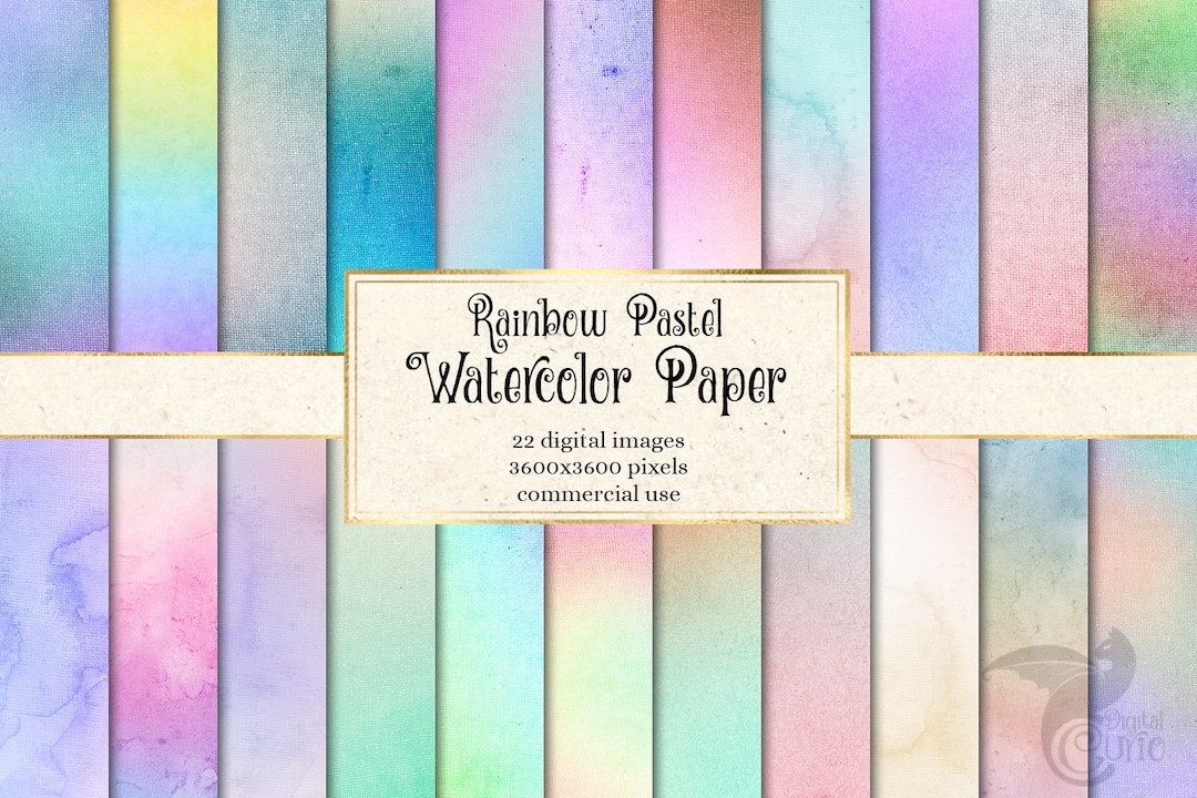 Rainbow Pastel Watercolor Digital Paper, Backgrounds in Soft Gradients ...