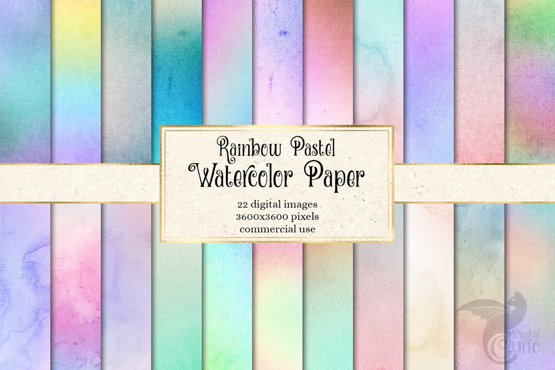 Rainbow Pastel Watercolor Digital Paper Backgrounds in Soft - Etsy