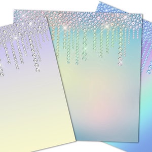 Rainbow Diamond Drips Digital Paper, Ombre Backgrounds With Sparkle ...