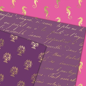 Golden Mermaid Digital Paper, Seamless Mermaid Patterns Pink and ...